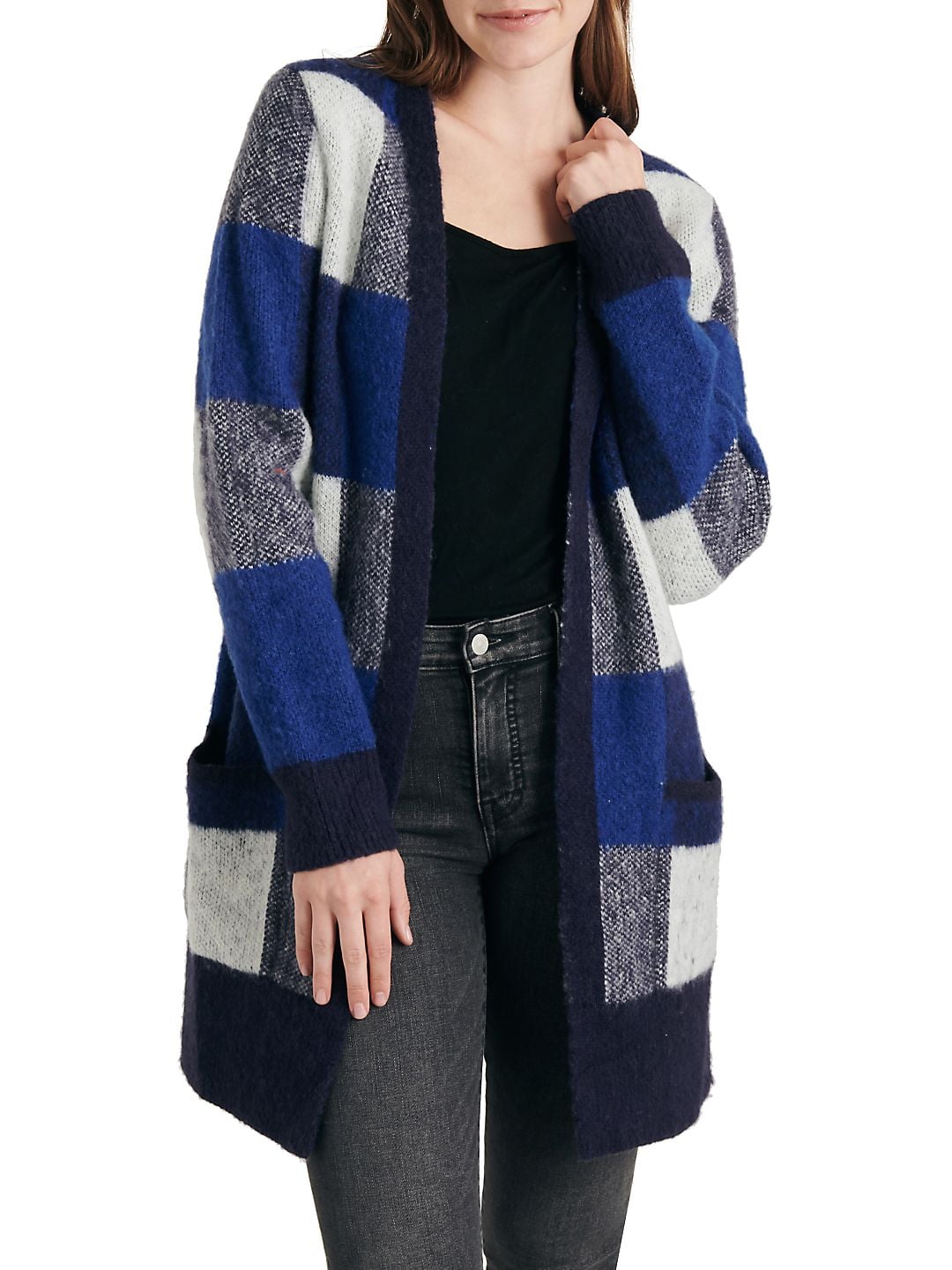 Lucky Brand Womens Checkered Cardigan Sweater, Blue, Medium - Walmart.com