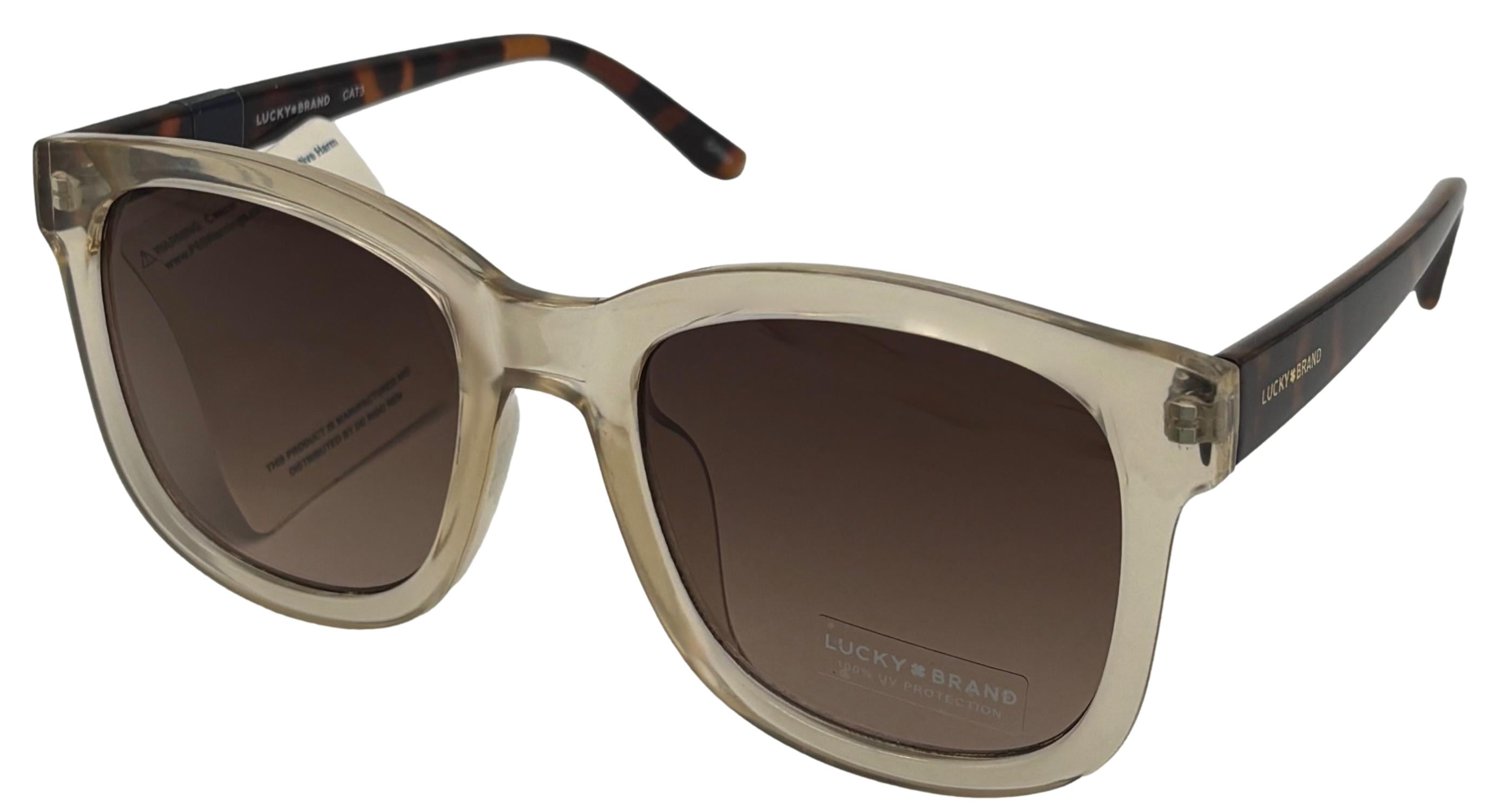 Lucky Brand Womens Plastic Transparent Square Sunglass, Gradient Lens ...