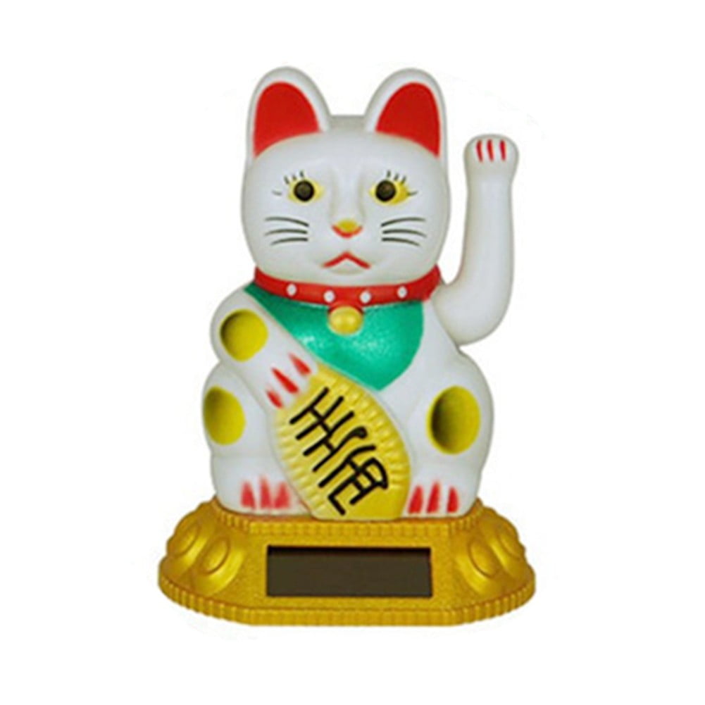 Lucky Cat Gold Waving Solar Power Powered Chinese Fortune Gold Maneki ...