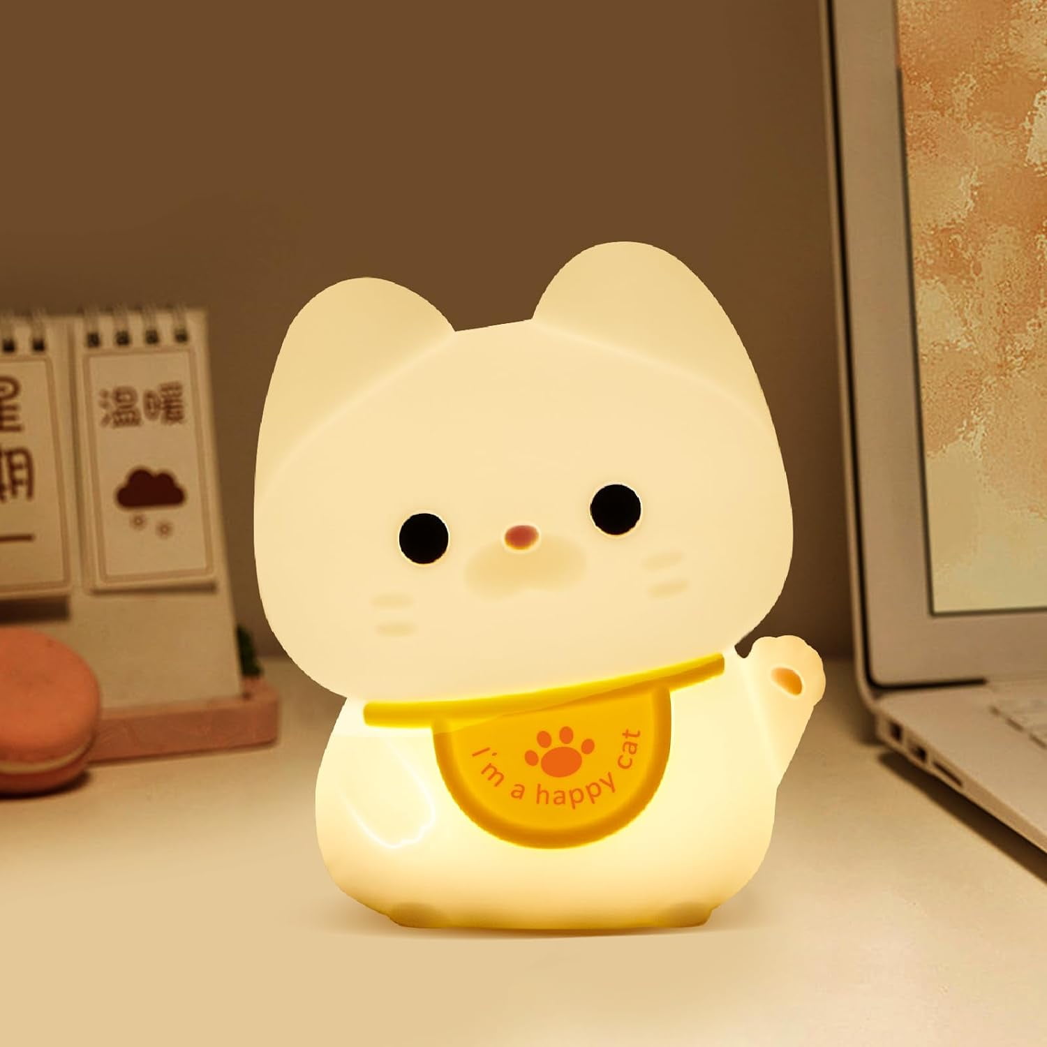 Lucky Cat Light, Kawaii Silicone with Rechargeable for Fortune Money ...