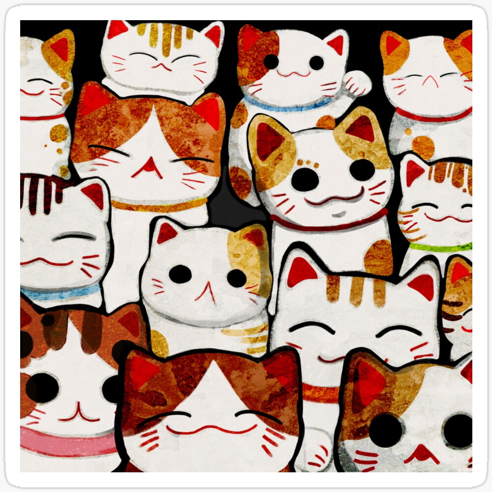 Lucky Cat Pattern Sticker Phone Decal Water Bottle Stickers Car Decals ...