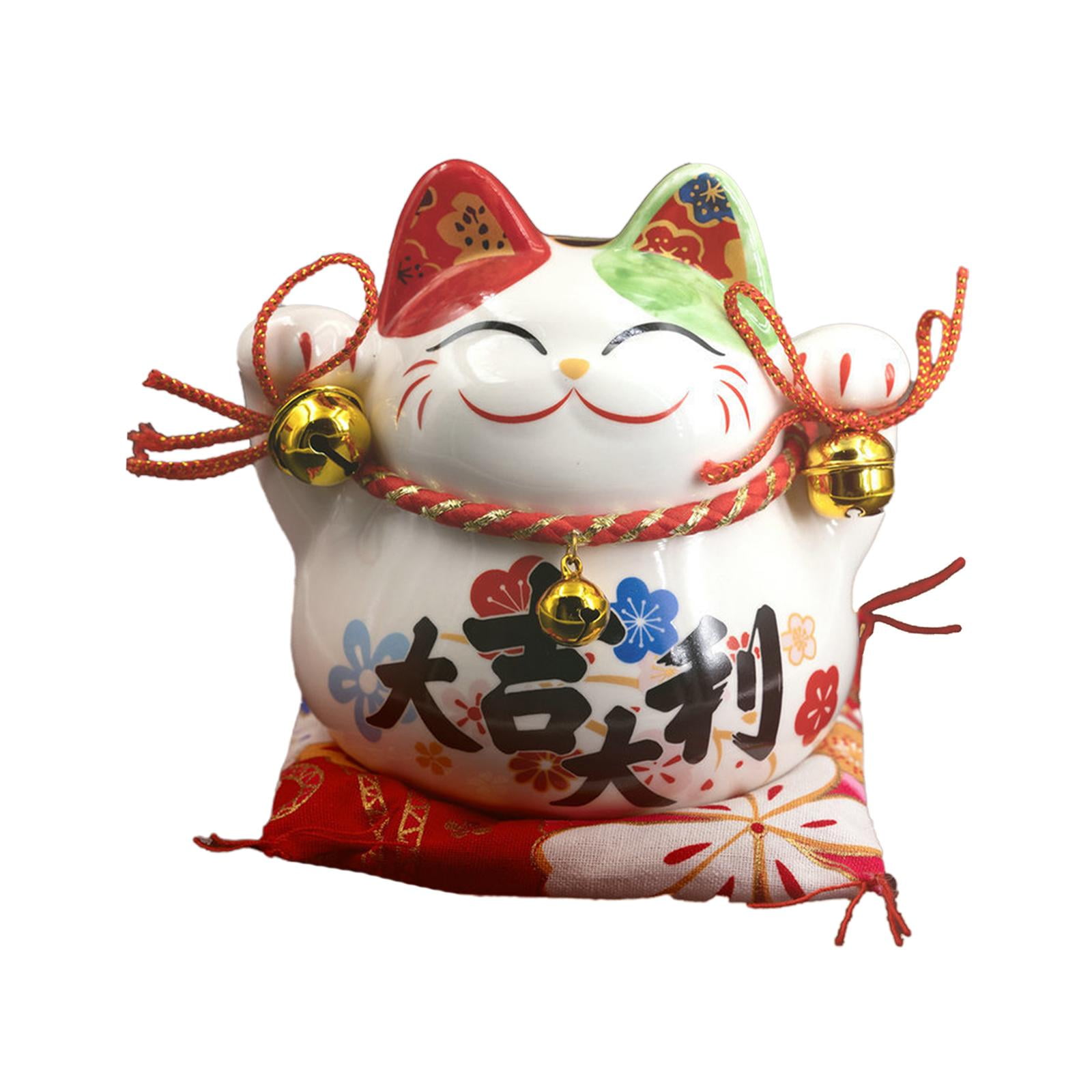 Lucky Cat Piggy Bank Ceramic Statue Figurine Saving Box Animal ...