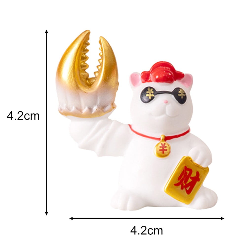Lucky Cat Statue Resin Muscle Figurines Waving Hand Fortune Cat ...