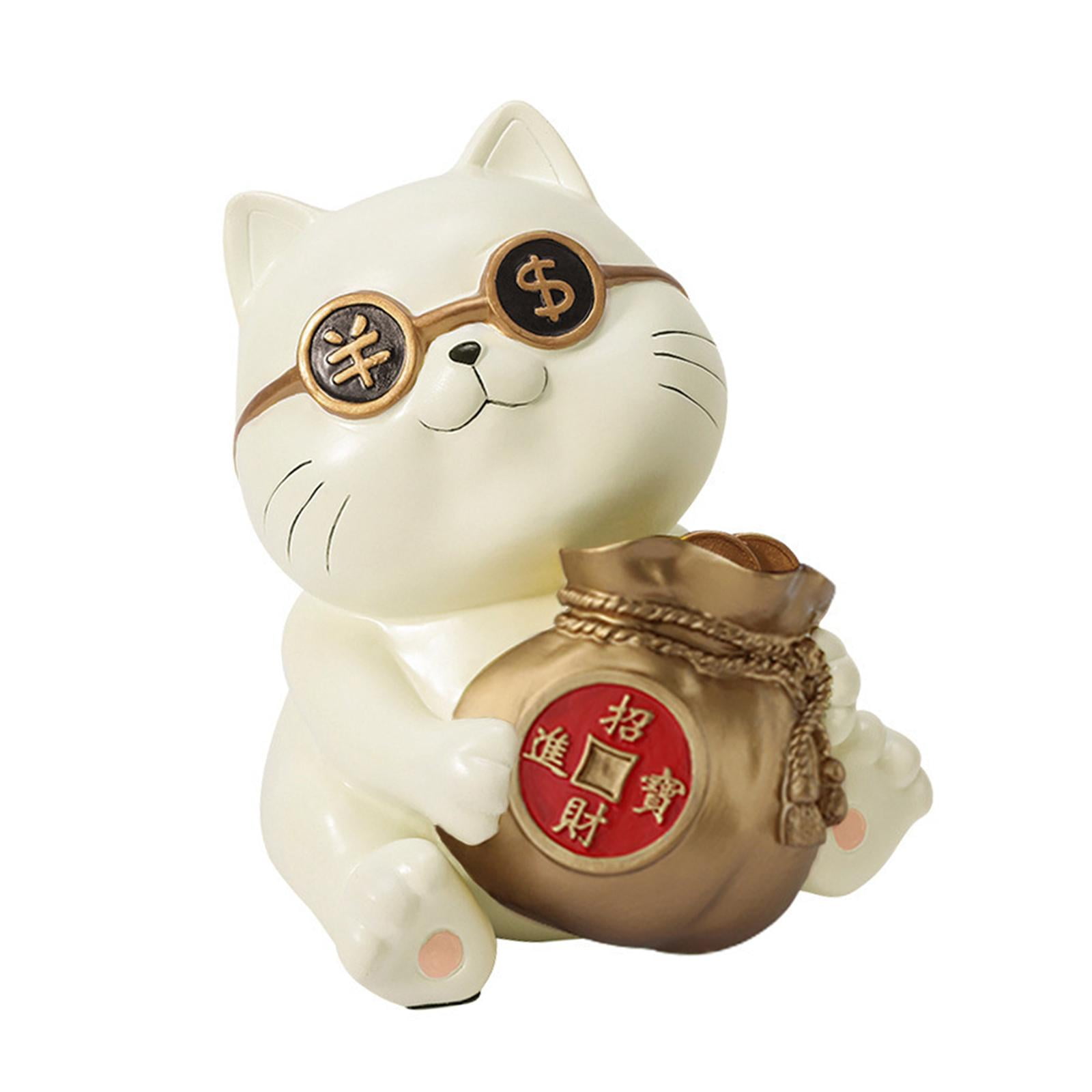Lucky Cat Statues Animals Sculpture Flower Arrangements Decoration ...