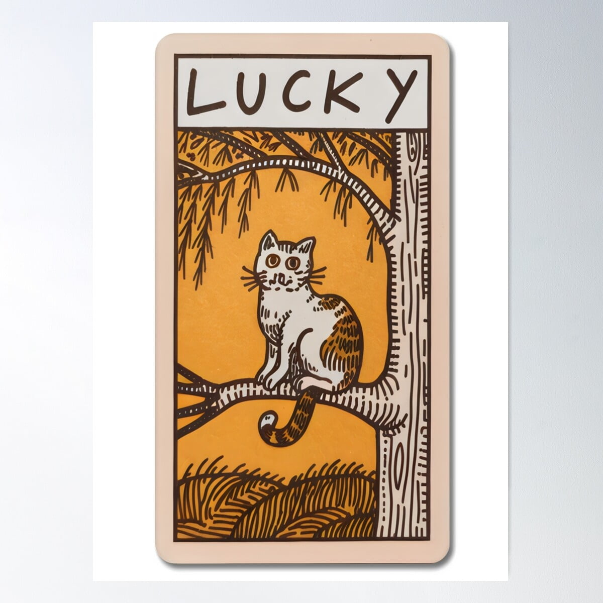 Lucky Cat Tarot Card – Feline Fortune In Nature Scene Poster Wall Art ...