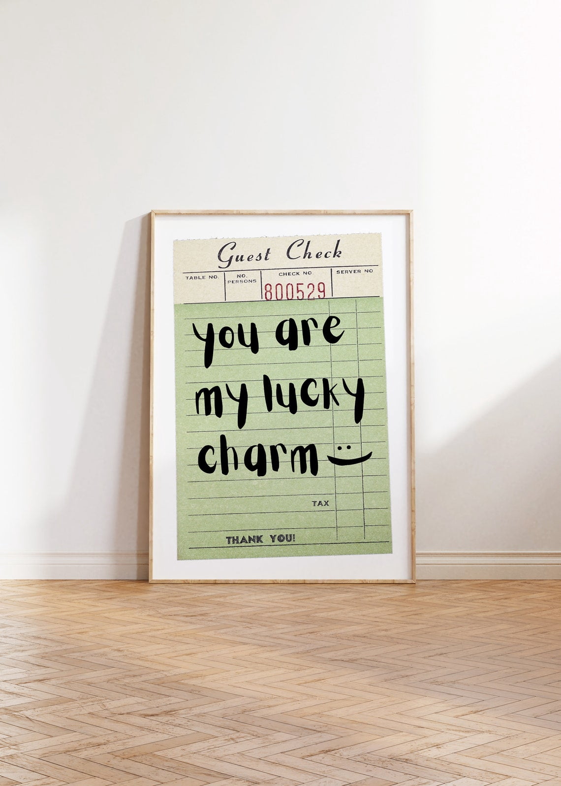 Lucky Charm Guest Check Style Wall Art Green Decor, Unframed Paper ...