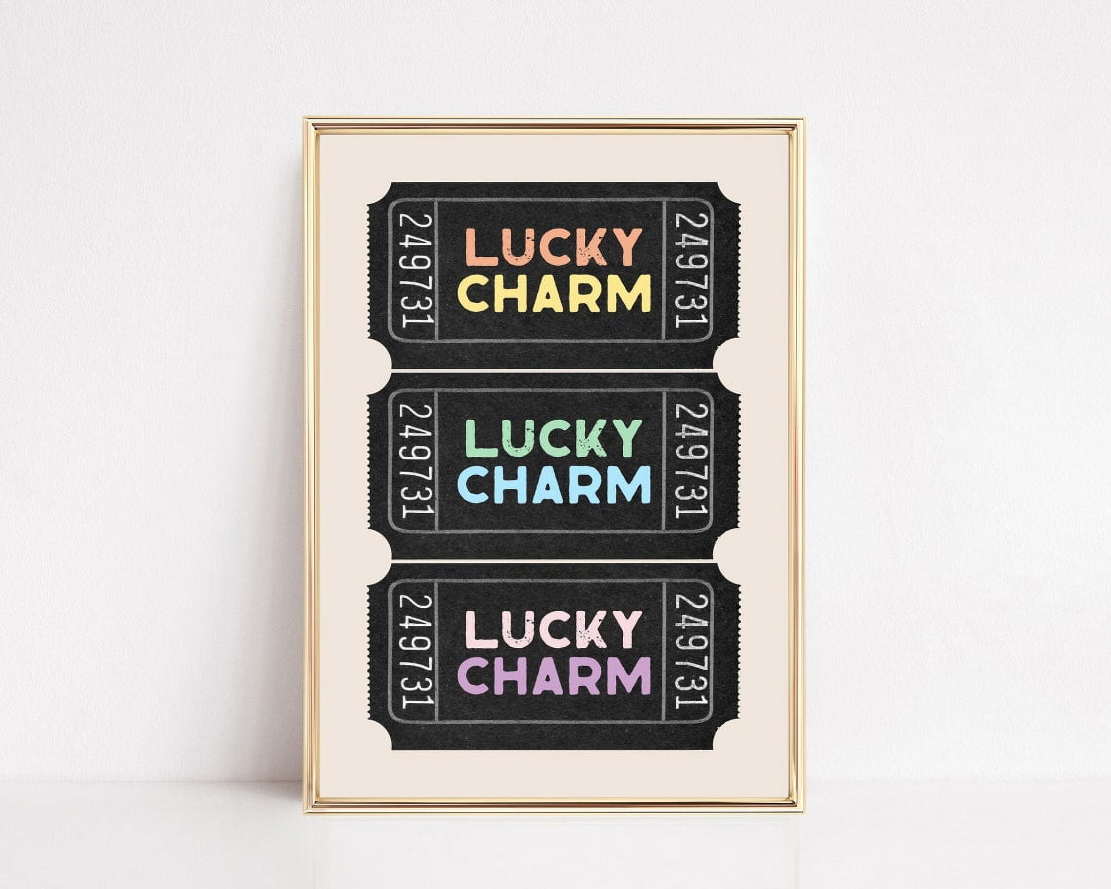 Lucky Charm Ticket Print Rainbow Wall Art Cute St. Patrick'S Day Decor ...