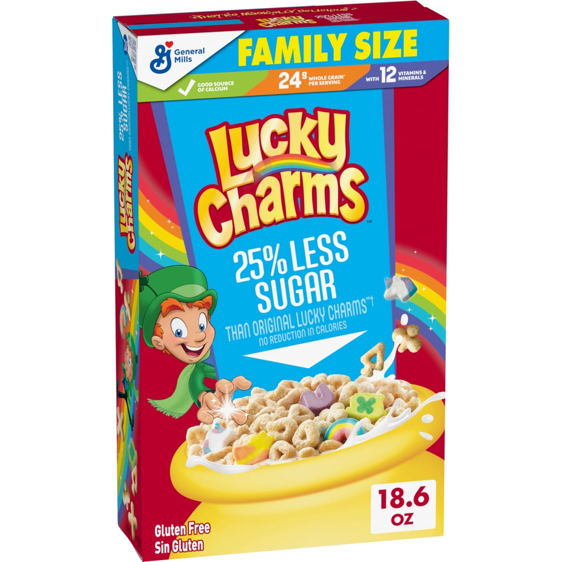 Lucky Charms 25% Less Sugar Breakfast Cereal with Marshmallows, Family Size, 18.6 oz - Walmart.com