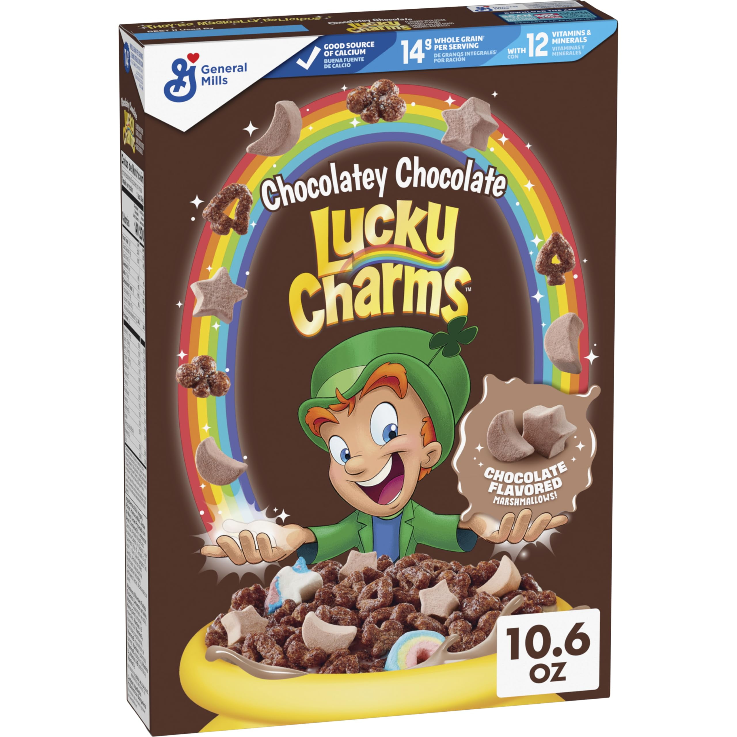 Lucky Charms Chocolatey Chocolate Cereal with AD01 Marshmallows, Kids ...