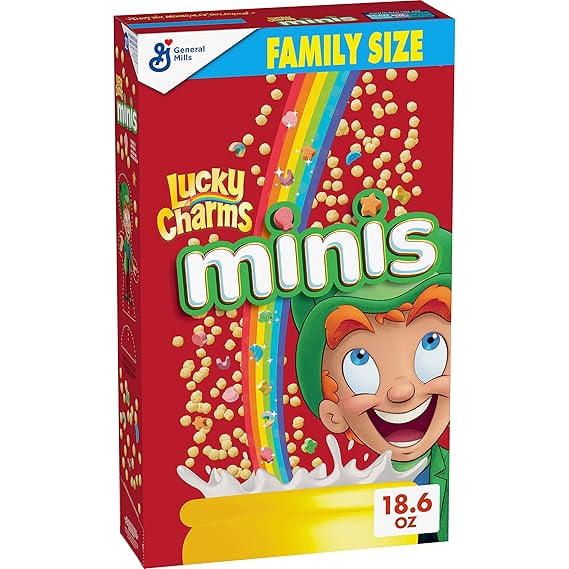 Lucky Charms Minis Cereal with Marshmallows, Kids Breakfast Cereal ...