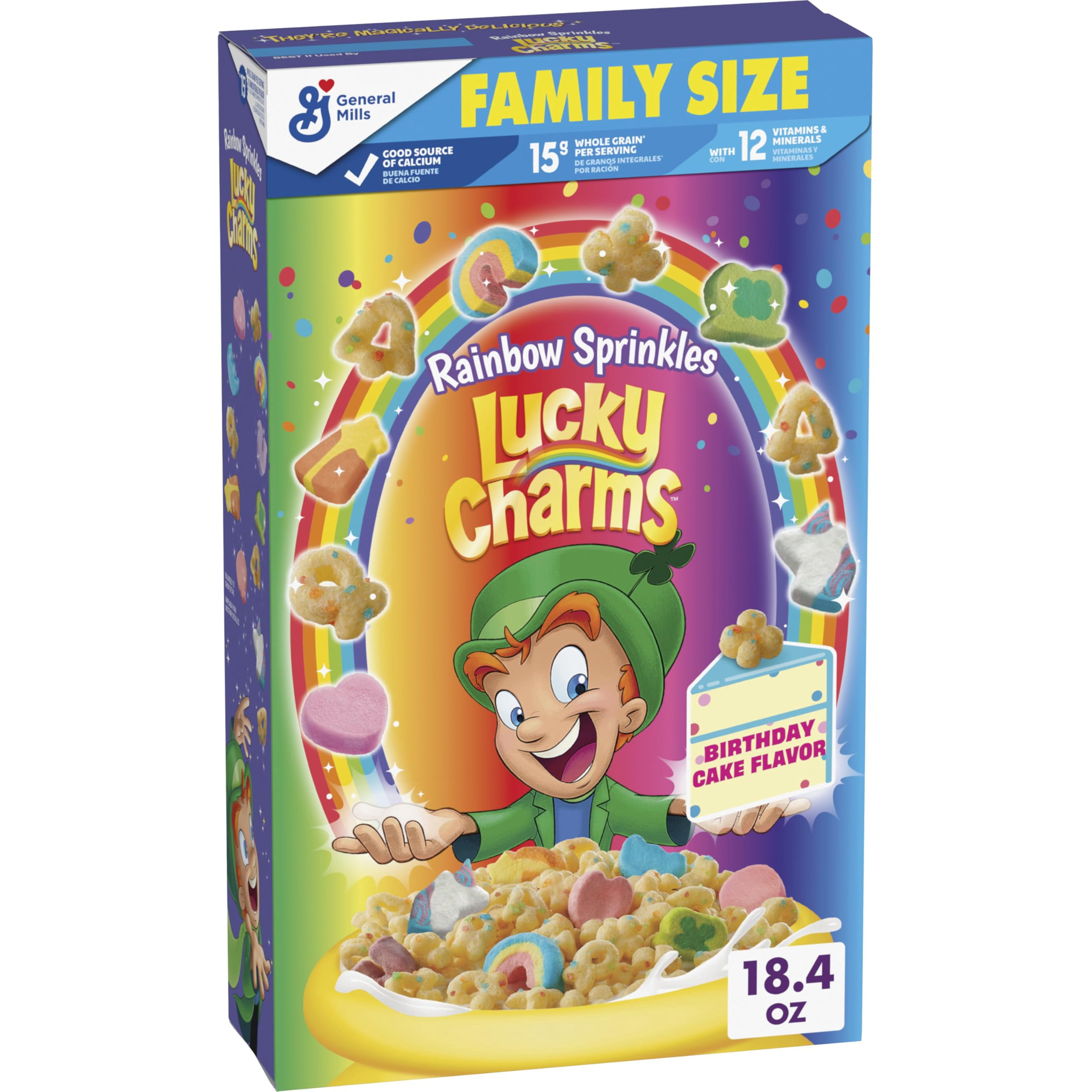 Lucky Charms Rainbow Sprinkles Cereal with SMRMarshmallows, Birthday ...