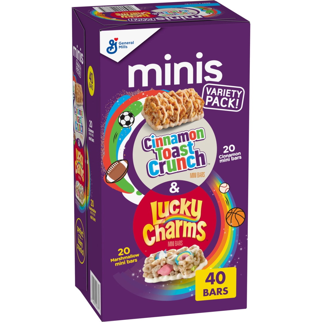 Lucky Charms and Cinnamon Toast Crunch Mini Treat Bars, 40 Ct, 20 oz ...
