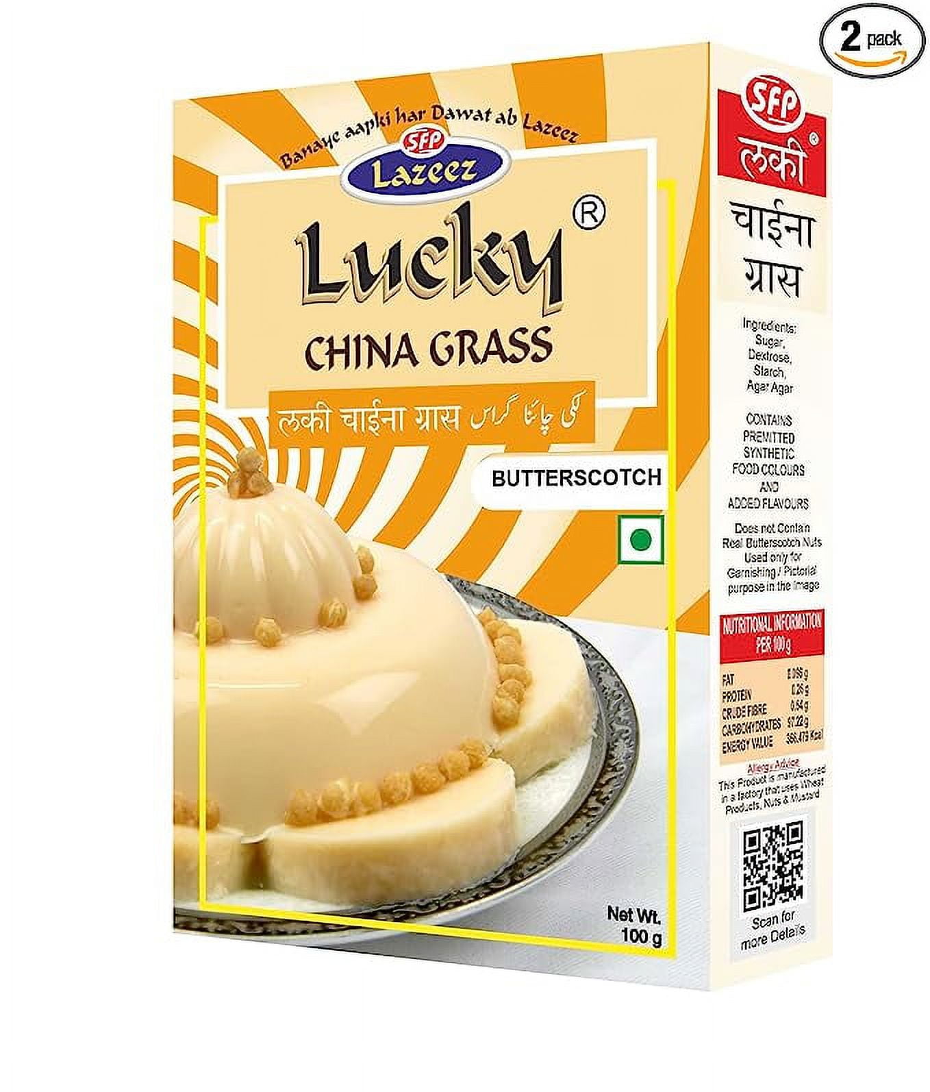 Lucky Masala China Grass (Butterscotch Flavor) 100g. [Pack of 5 ...