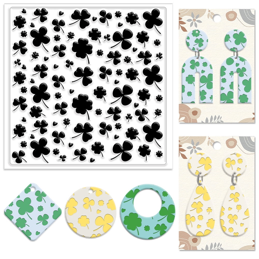 Lucky Clover Polymer Clay Texture Sheets Four-Leaf Clover Silicone ...