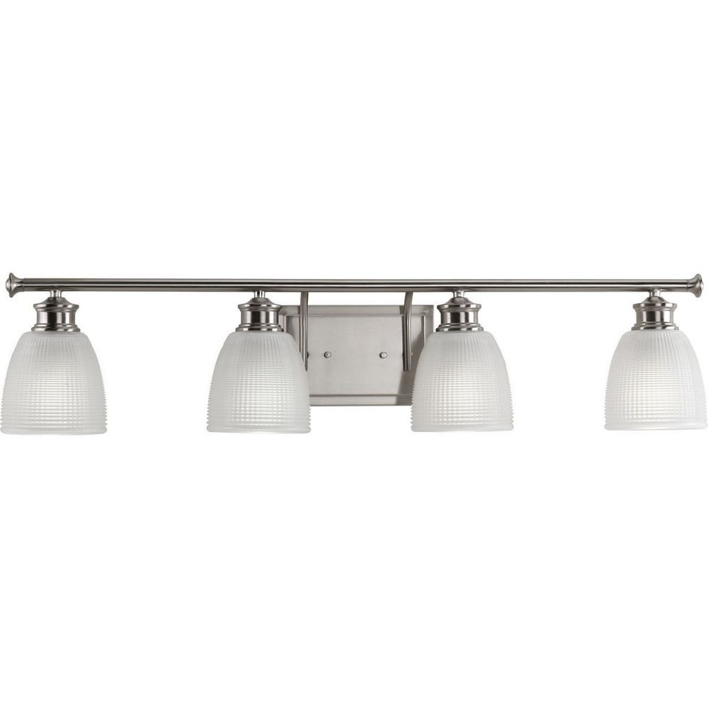 Lucky Collection Four-Light Brushed Nickel White Prismatic Glass ...