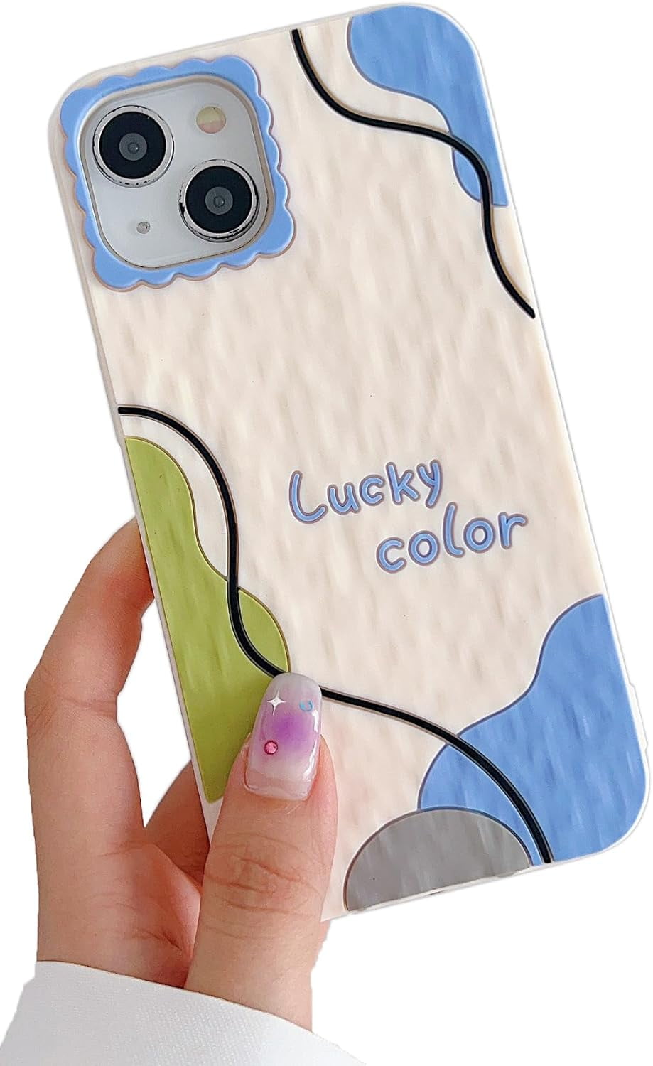 Lucky Color Line Drawing Oil Painting Soft for iPhone Case (Blue,iPhone ...