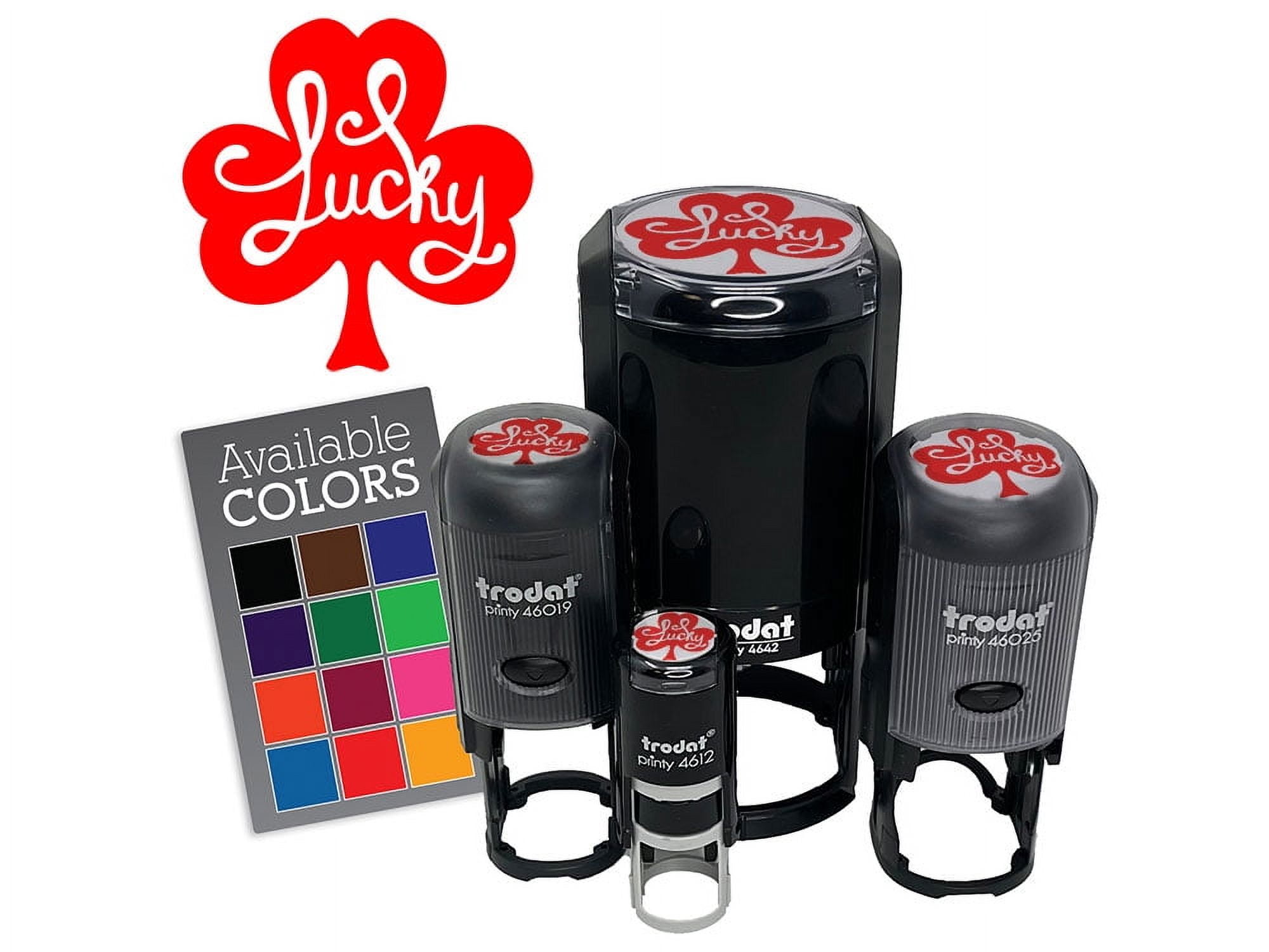 Lucky Cursive Shamrock Four Leaf Clover Self-Inking Rubber Stamp Ink ...