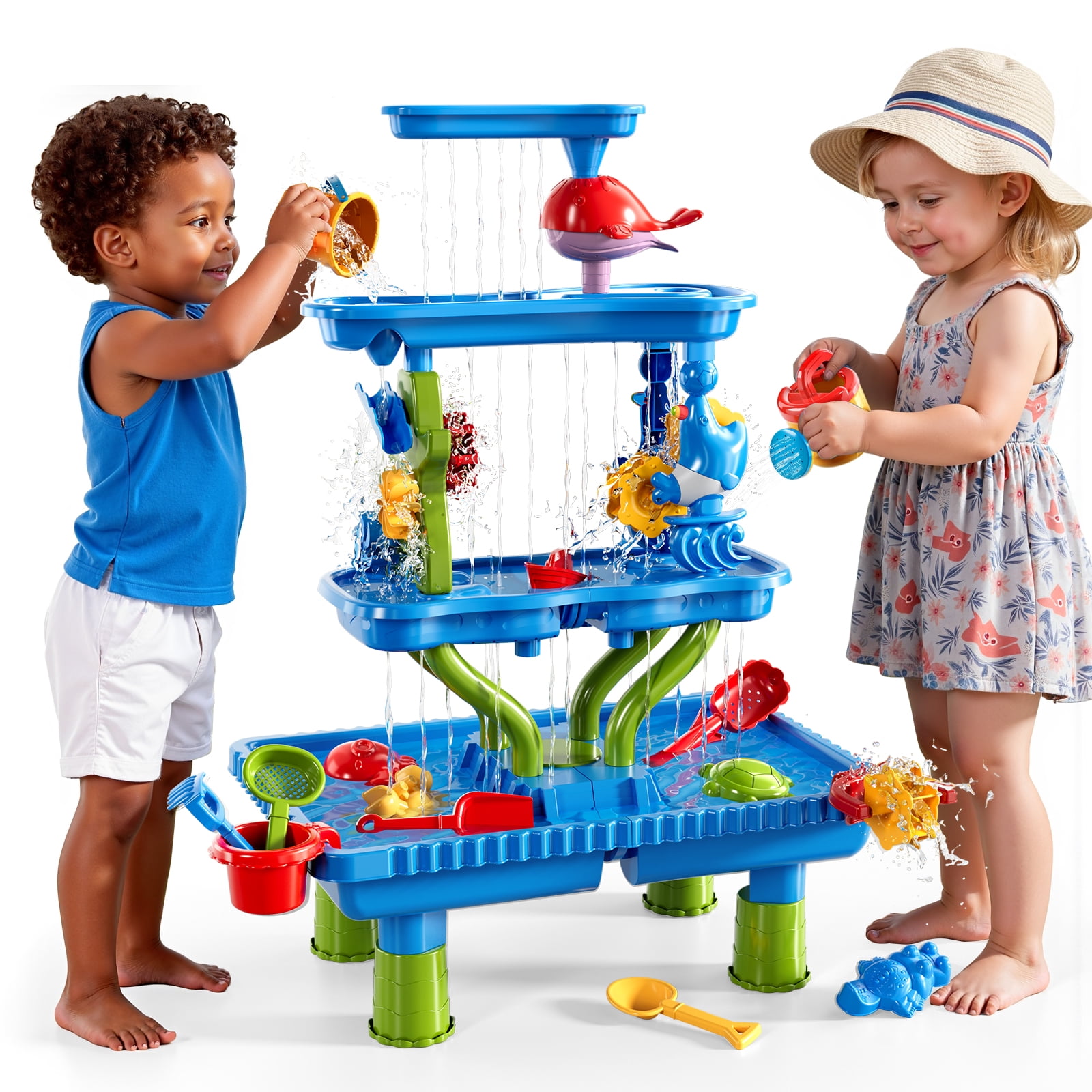 Lucky Doug 4-Tier Water Table Sand Beach Outdoor Toys, Kids Outdoor ...