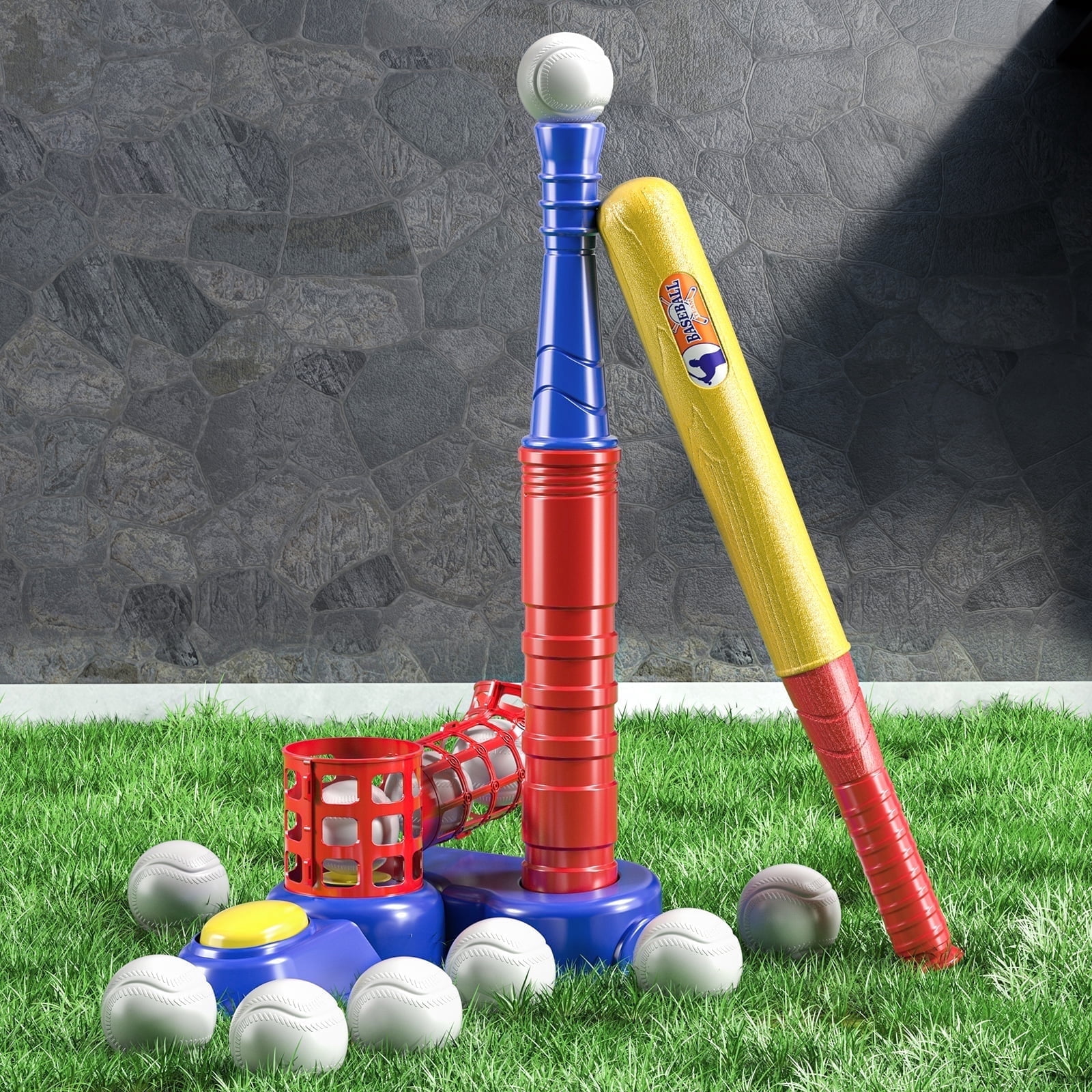 Lucky Doug Toddlers T-Ball Set with Launcher, 10 Balls, Kids Baseball ...