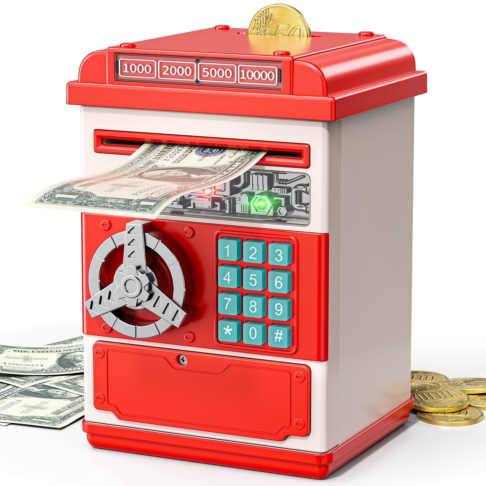 Lucky Doug Toys ATM Piggy Bank for Kids Boys, Money Saving Box with ...