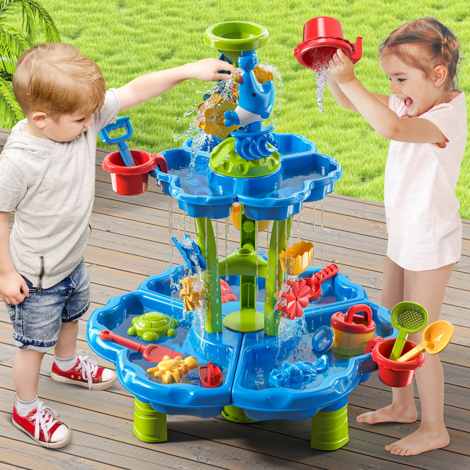 Free Shipping! Lucky Doug Water Table for Toddlers 2 3 4 5, 2-Tier Sand ...