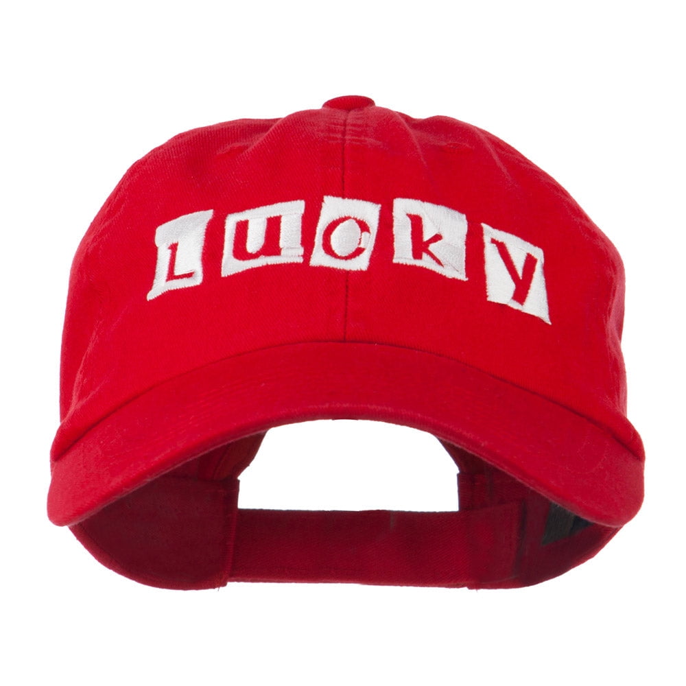 Lucky Embroidered Cap - Red OSFM - Walmart.com