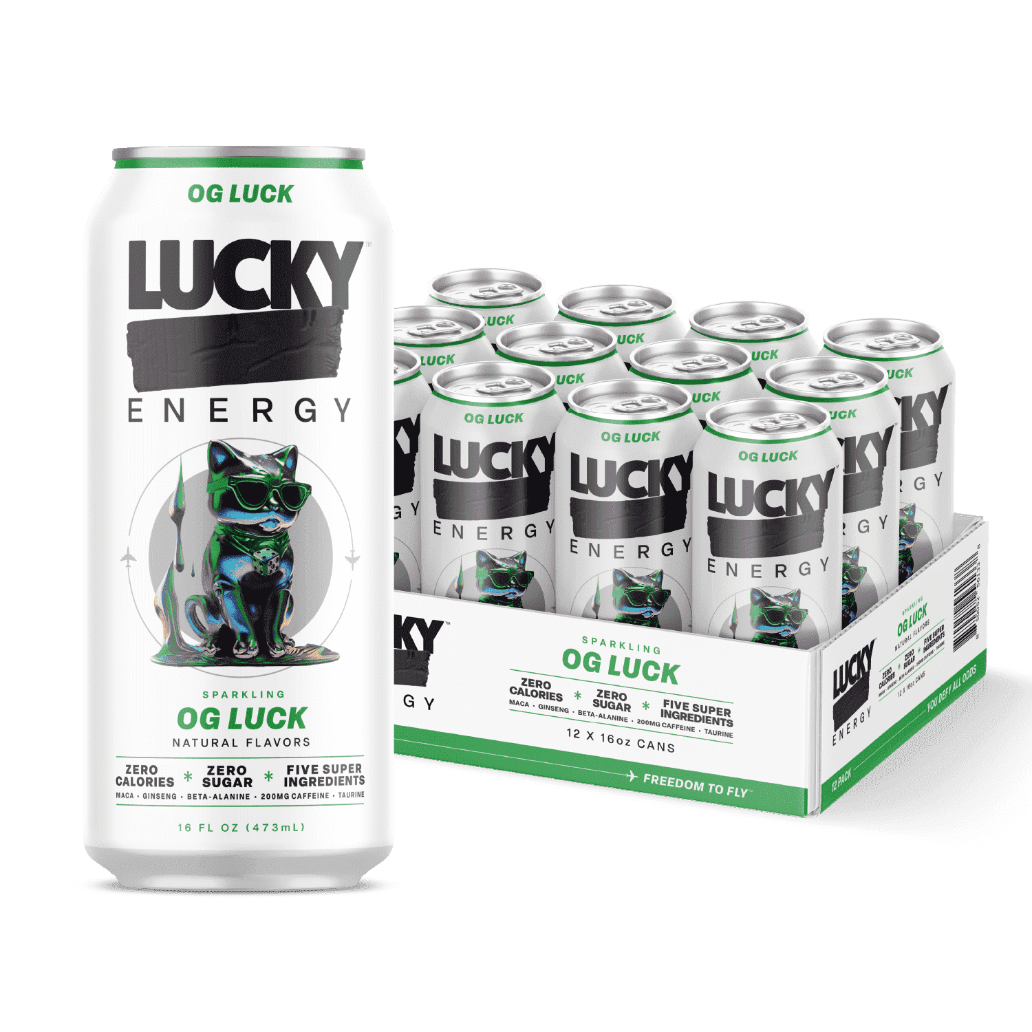 Lucky Energy Sugar Free Energy Drinks 16 fl oz Cans (12-pack) OG Luck ...