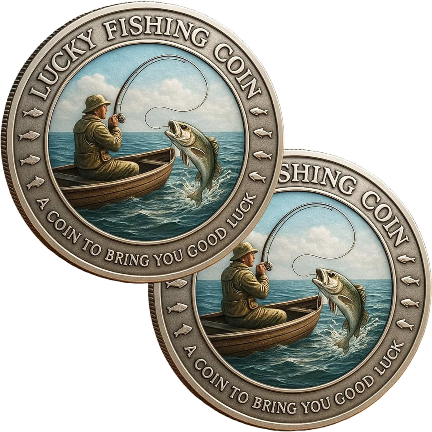 Lucky Fishing Coin, Good Luck Fisherman Coin, Luck Angler Collectible ...