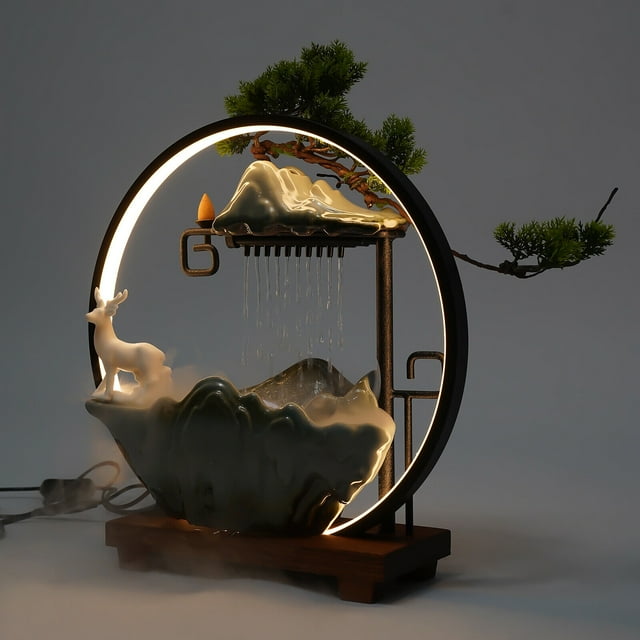 Lucky Flowing Water Ceramics Feng Shui Ornaments Tabletop Waterfall ...