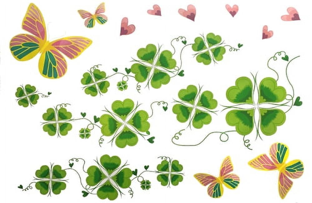 Lucky Four Leaf Clover Spring Style Easy Peel and Stick DIY Wall Decal ...