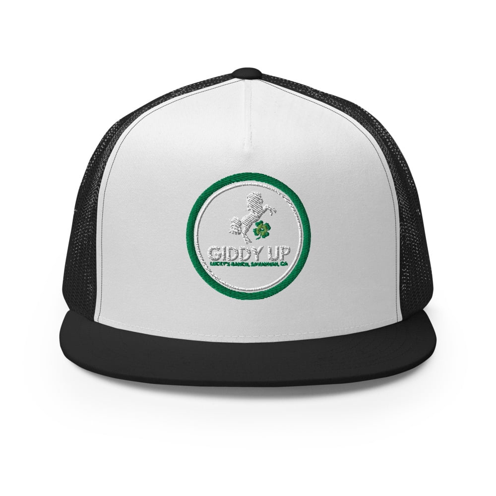 Lucky Gal Saloon St Patrick's Day Trucker Hat, White and Green Type ...