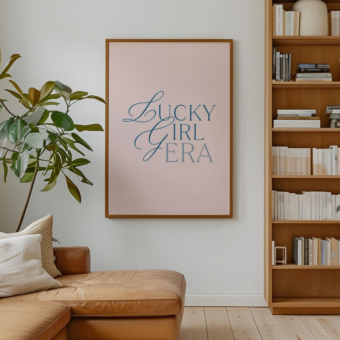 Lucky Girl Era Poster - Positive Affirmation Wall Art In Soft Pink And ...