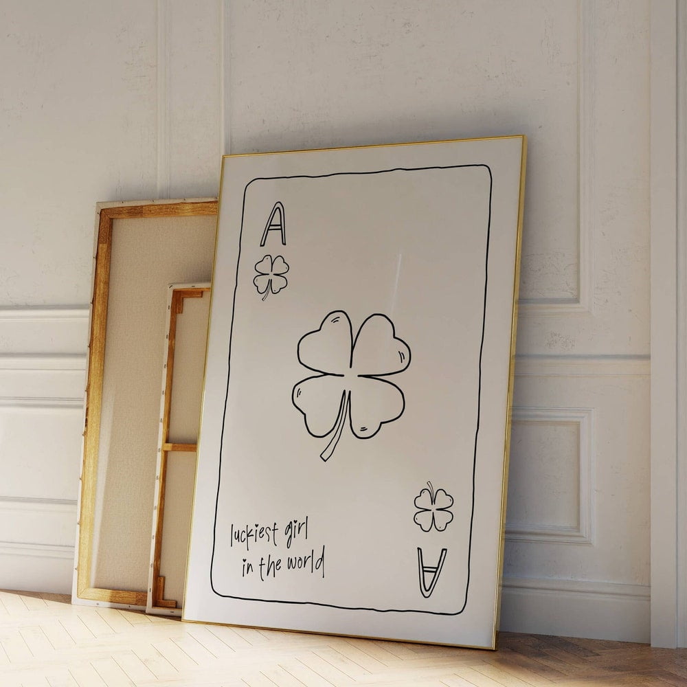 Lucky Girl Print, I'M So Lucky Poster, Hand Drawn Illustration, Four ...
