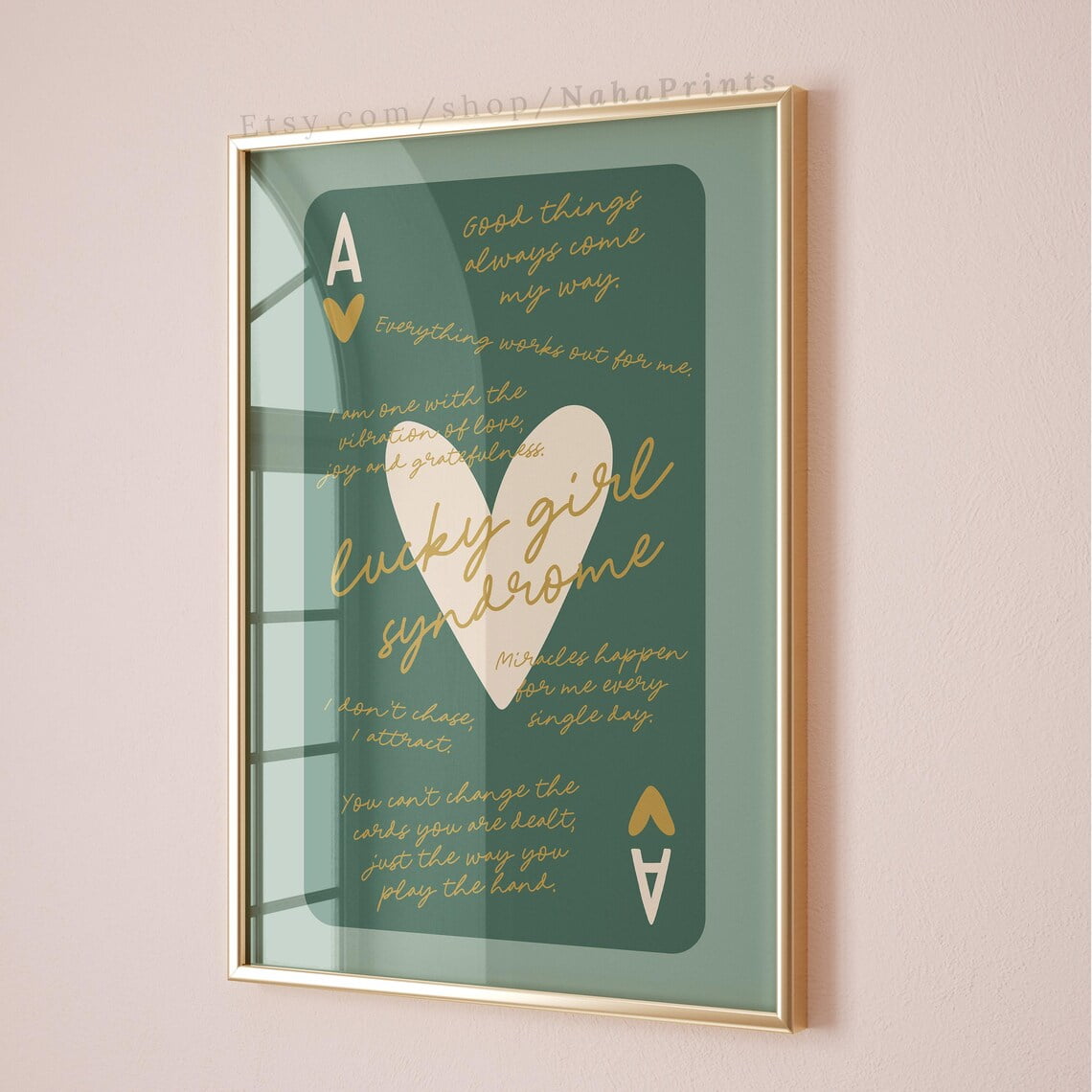 Lucky Girl Syndrome Ace Of Hearts Card Aesthetic Poster Trendy Wall Art ...