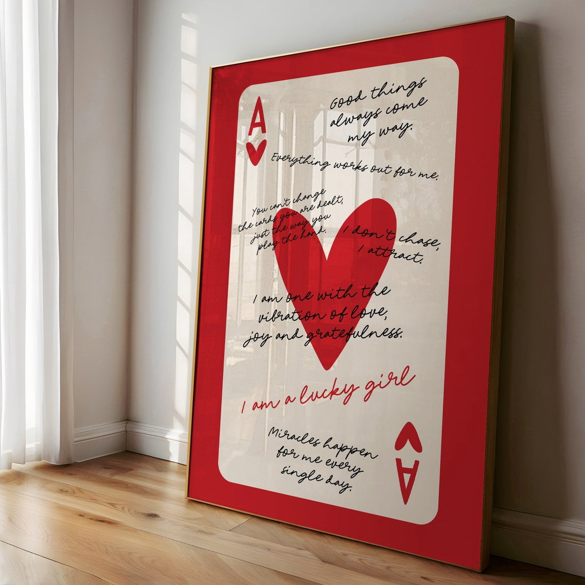Lucky Girl Syndrome Print, Ace Of Hearts Playing Card Aesthetic Poster ...