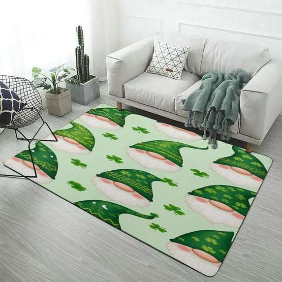 Lucky Gnomes Green Clovers St Patrick's Day Carpet for Home Decoration ...