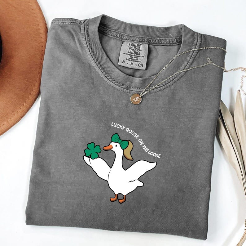 Lucky Goose On The Loose Comfort Colors Shirt, Shamrock Shirt, Four ...