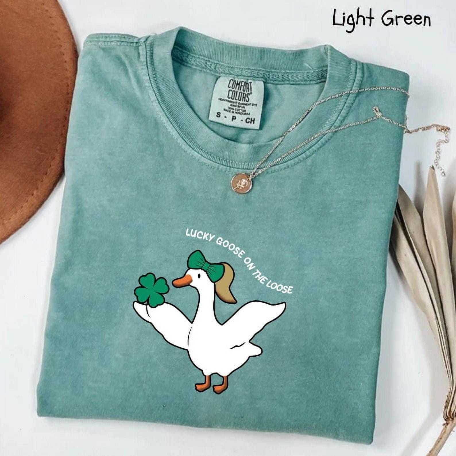 Lucky Goose On The Loose Shirt, Shamrock Shirt, Four Leaf Clover Cute ...