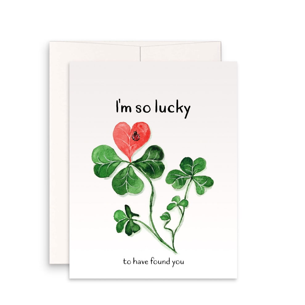 I'm So Lucky Greeting Card – Heartfelt Four-Leaf Clover Design ...