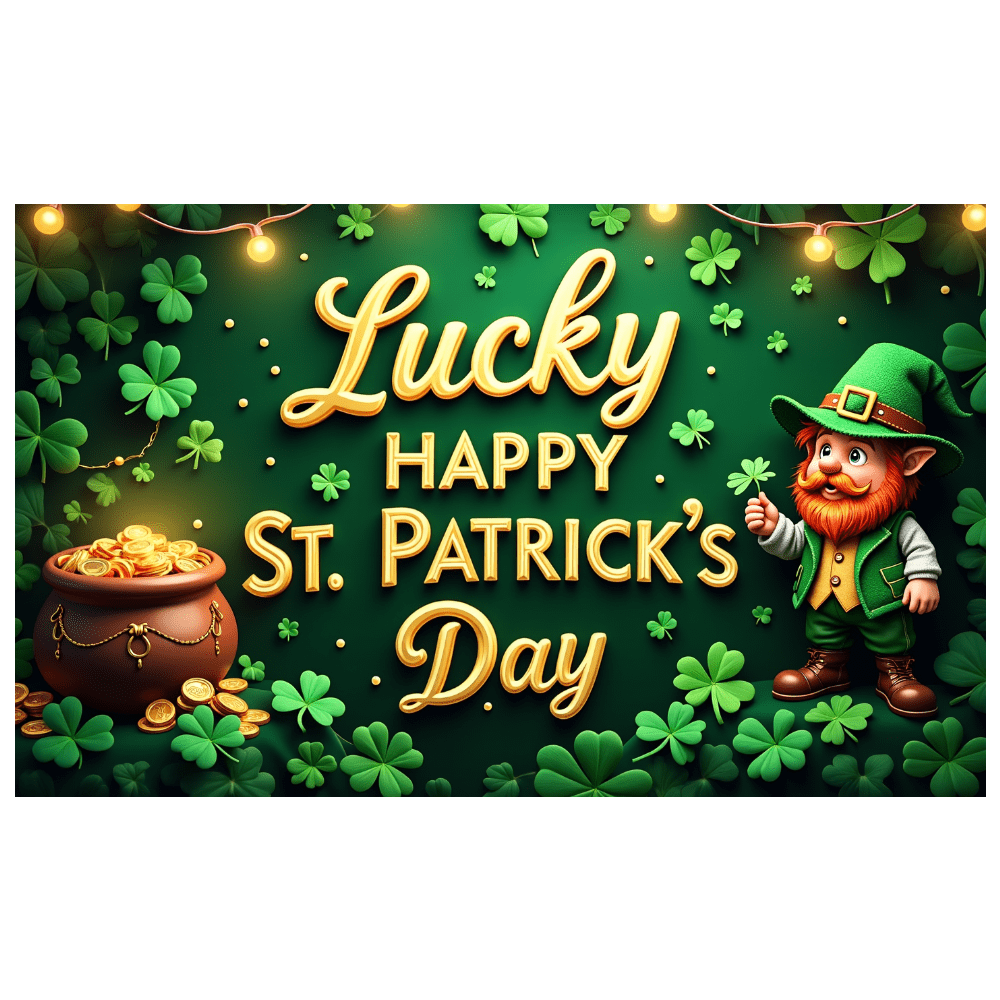 Lucky Happy St Patricks Day Pot of Gold Leprechaun Illustration ...