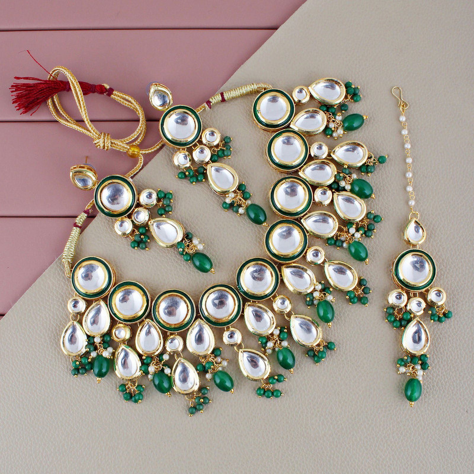 Lucky Jewellery Back Meenakari Stone Bollywood Style Handcrafted Indian ...