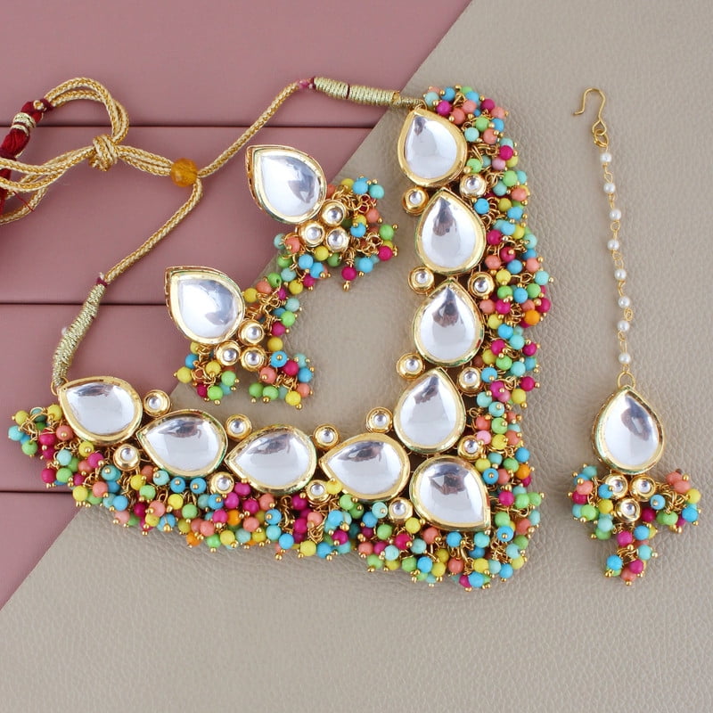 Lucky Jewellery Back Meenakari Stone Bollywood Style Handcrafted Indian ...