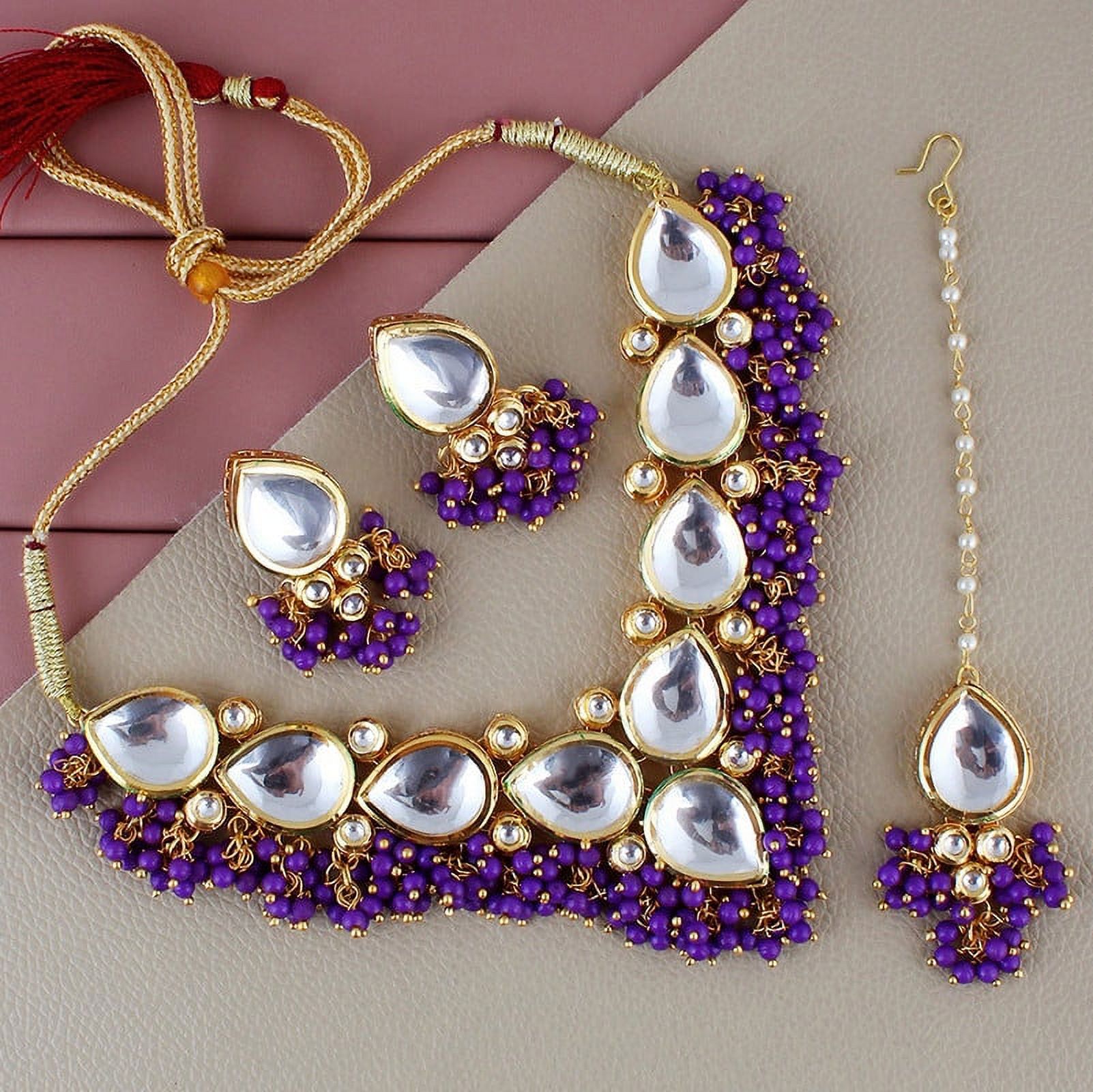 Lucky Jewellery Back Meenakari Stone Bollywood Style Handcrafted Indian ...
