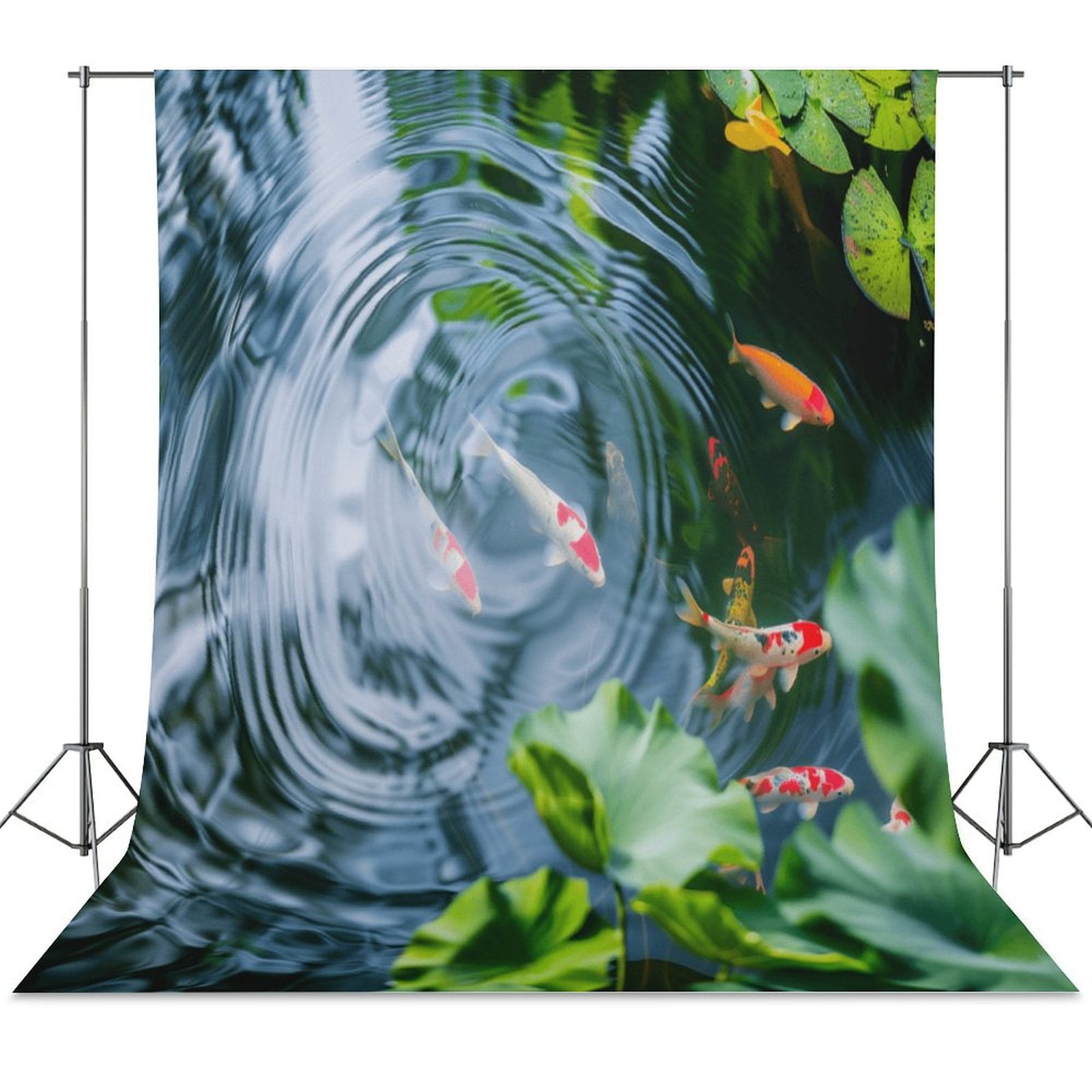 Lucky Koi Fish Lotus Leaf Backdrop Background for Photography Photo Booth Backdrop for ...