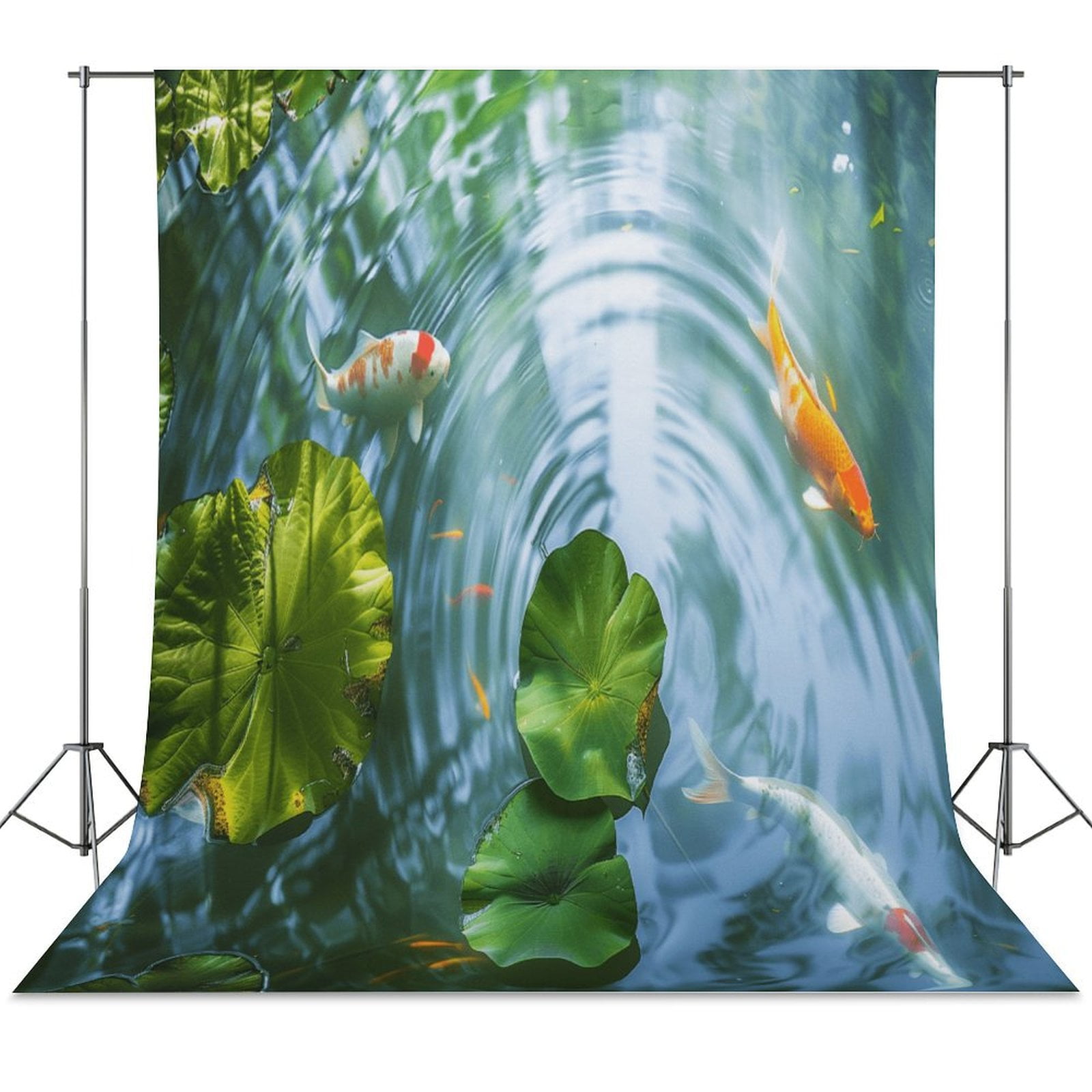 Lucky Koi Fish Lotus Leaf Backdrop Background for Photography Photo Booth Backdrop for ...
