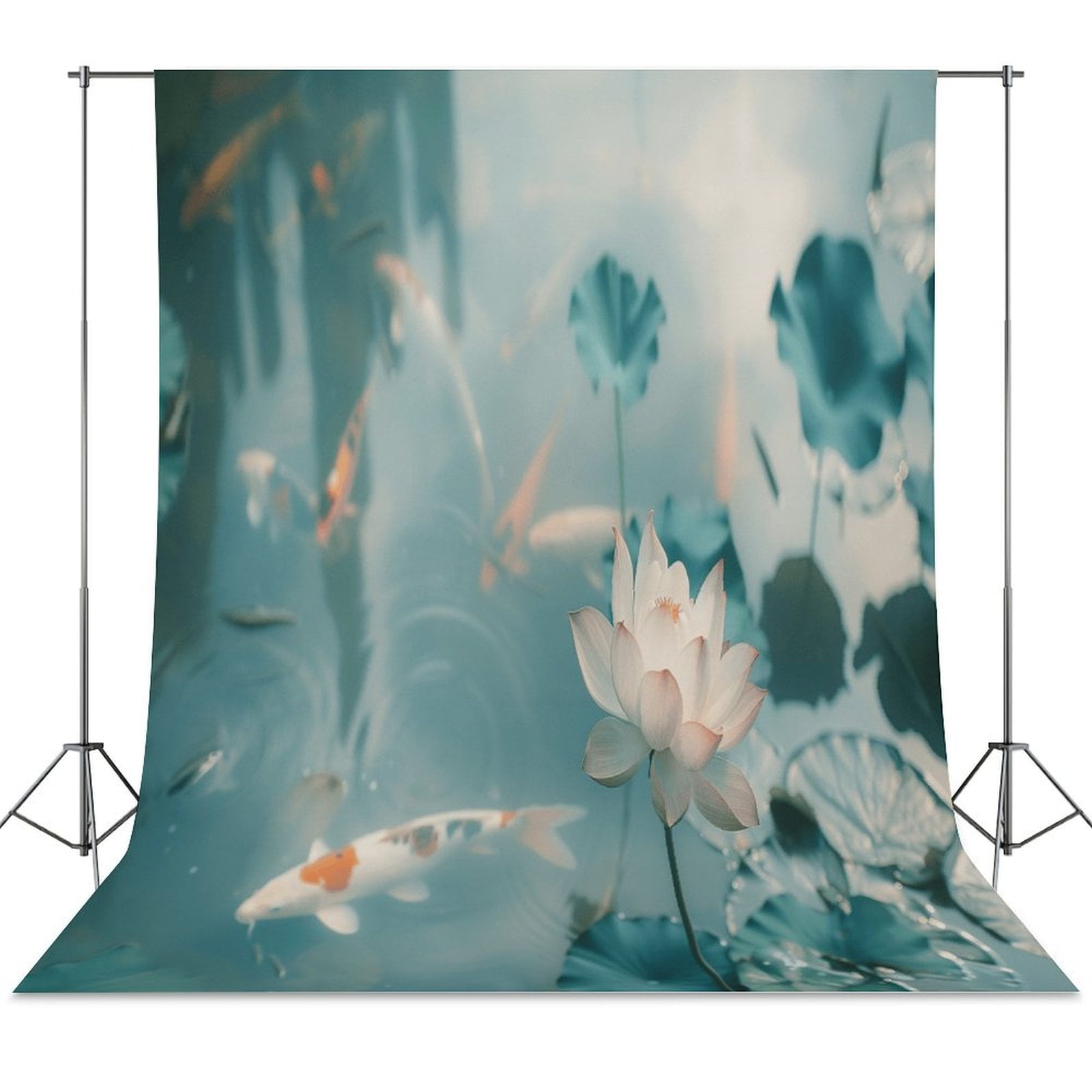 Lucky Koi Fish Lotus Leaf Backdrop Background for Photography Photo Booth Backdrop for ...