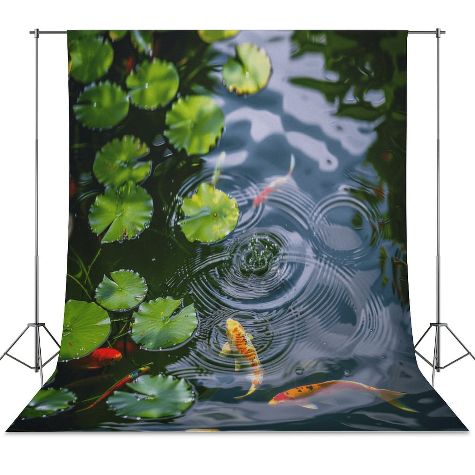 Lucky Koi Fish Lotus Leaf Backdrops for Photography for Party Backdrop Wedding Backdrop ...
