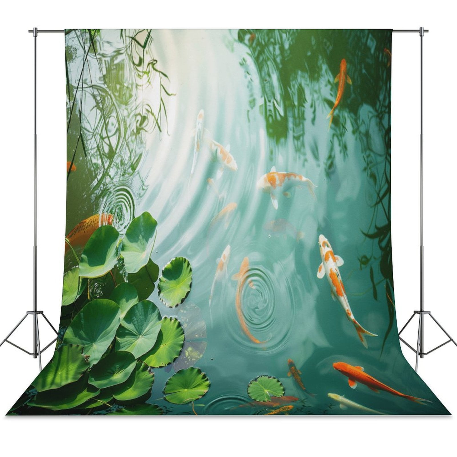Lucky Koi Fish Lotus Leaf Backdrops for Photography for Party Backdrop Wedding Backdrop ...