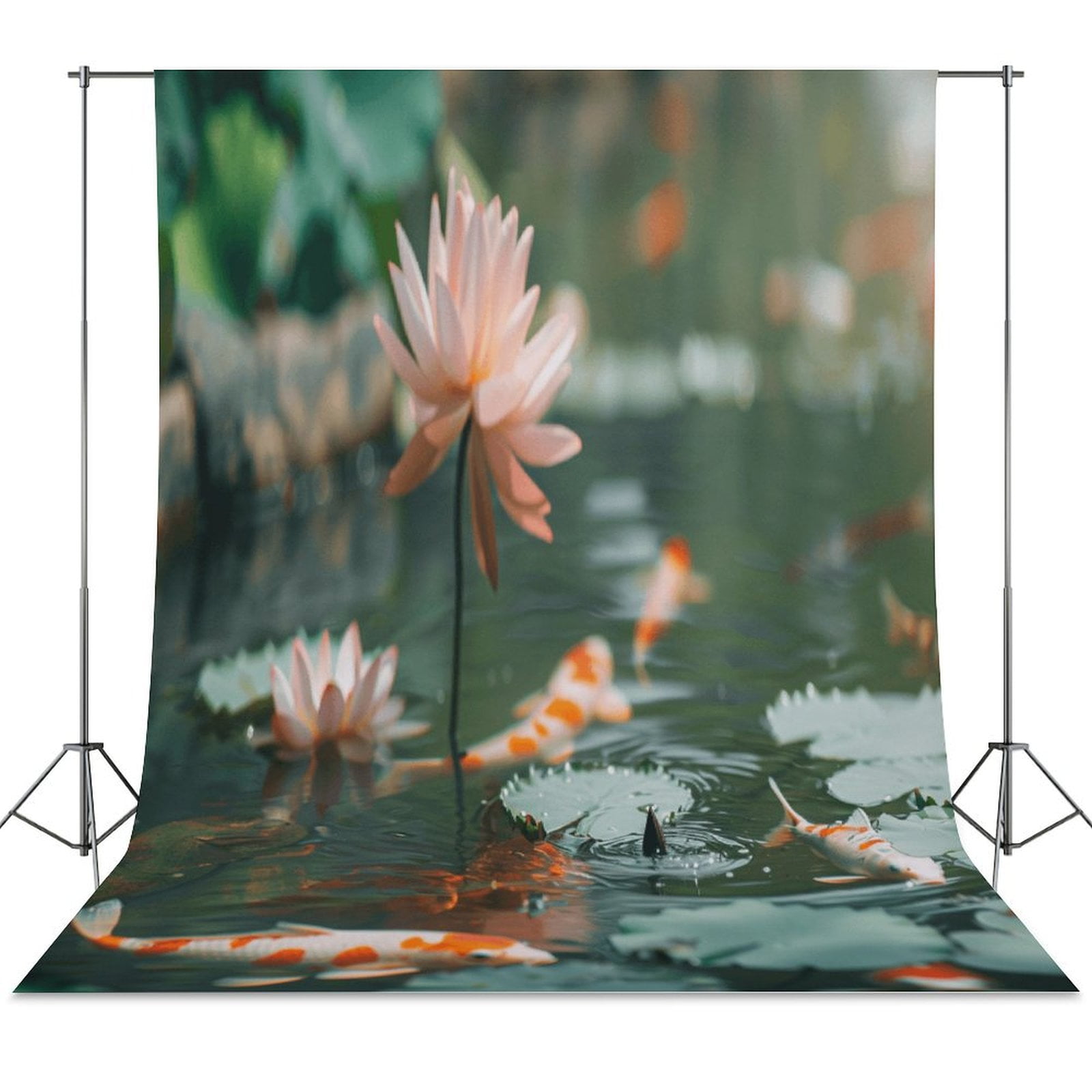 Lucky Koi Fish Lotus Leaf Backdrops for Photography for Party Backdrop Wedding Backdrop ...