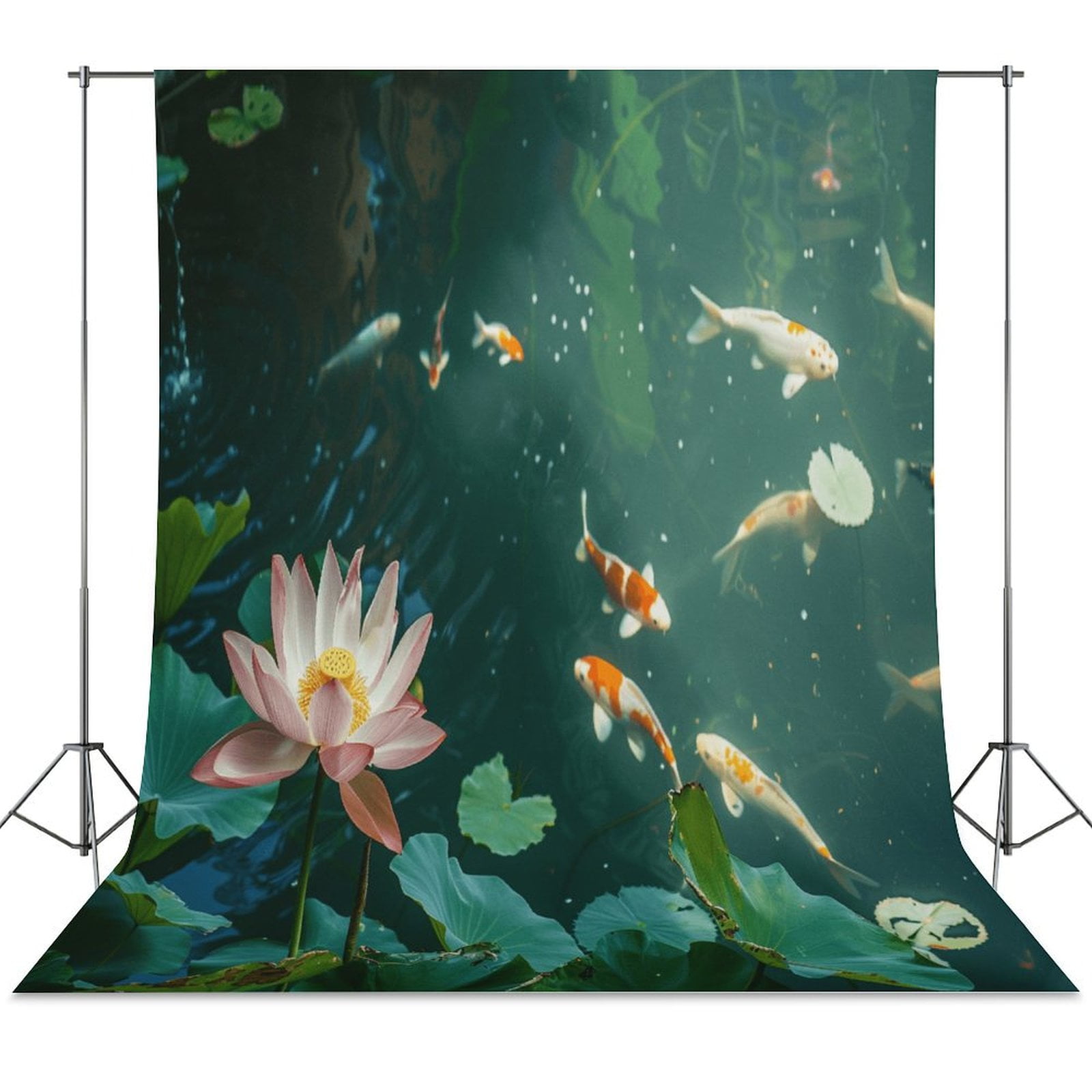 Lucky Koi Fish Lotus Leaf Backdrops for Photography for Party Backdrop Wedding Backdrop ...